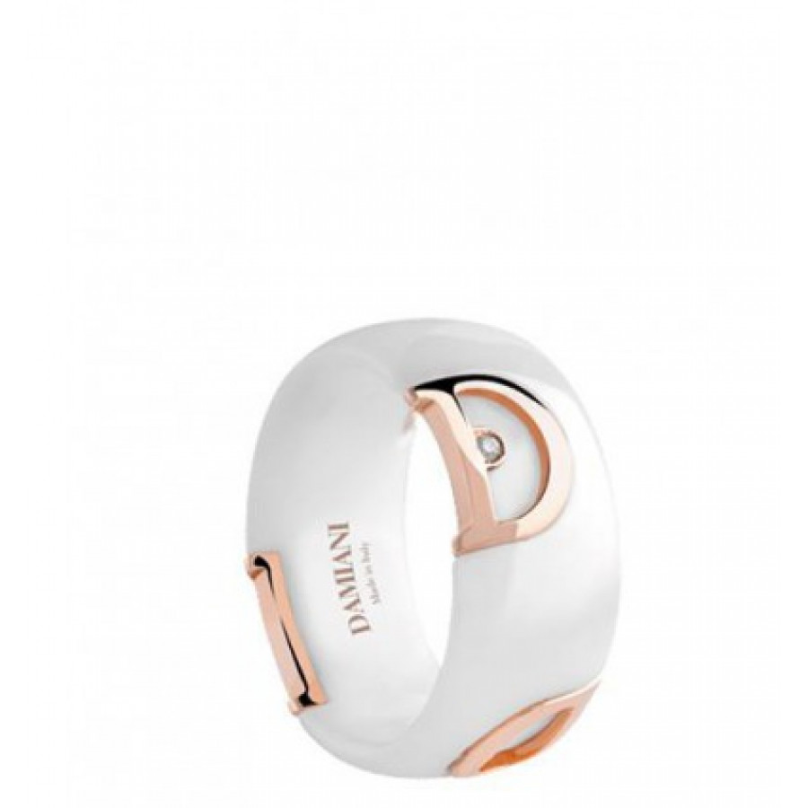 GioielleriaPivano.it | Damiani - Anello in ceramica bianca, oro e diamante