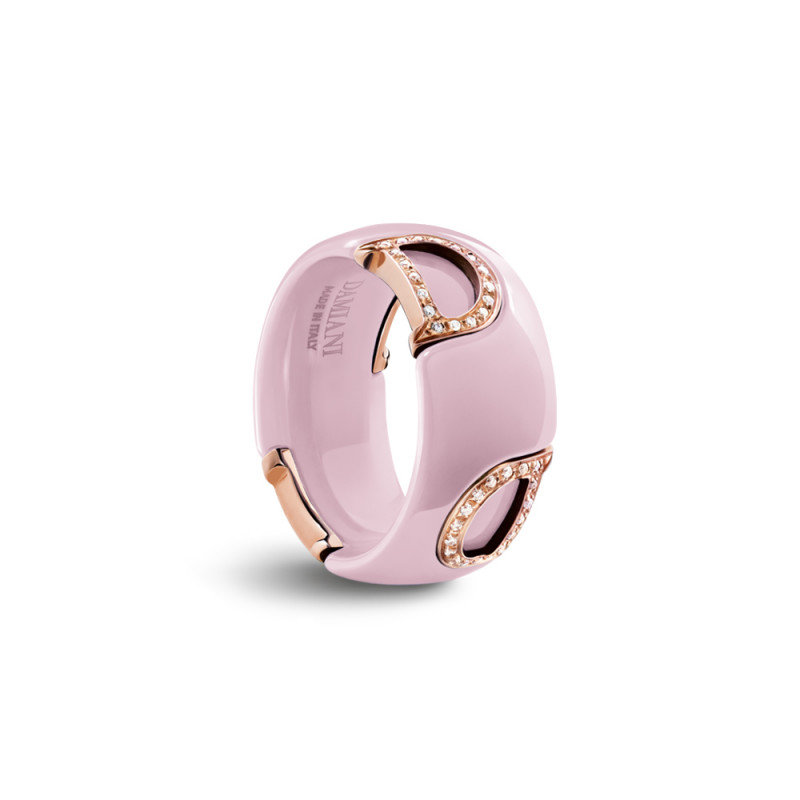 GioielleriaPivano.it | Damiani - Anello in ceramica rosa, oro e diamanti