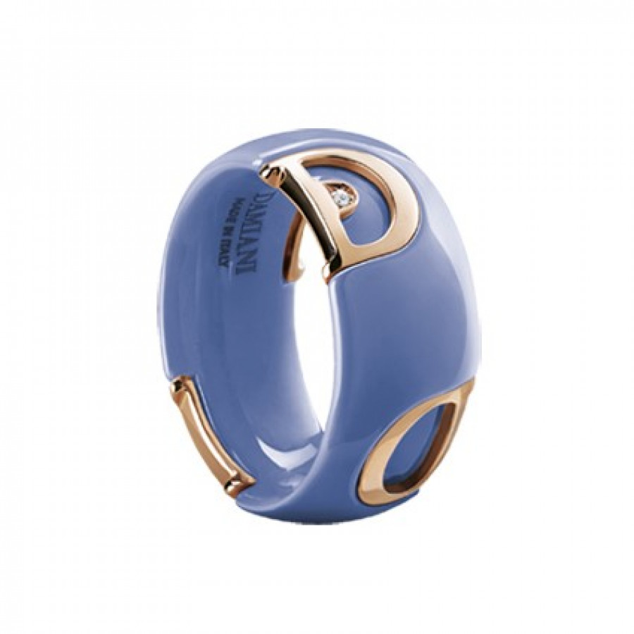 GioielleriaPivano.it | Damiani - Anello in ceramica azzurra, oro e diamante