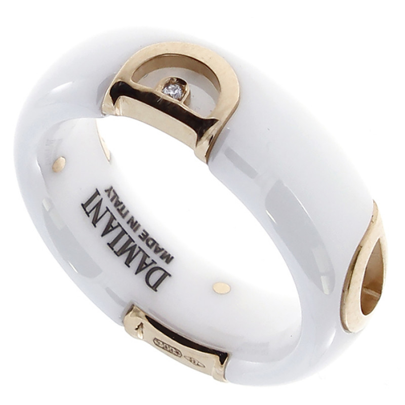 GioielleriaPivano.it | Damiani - Anello D.ICON in ceramica bianca, oro ...